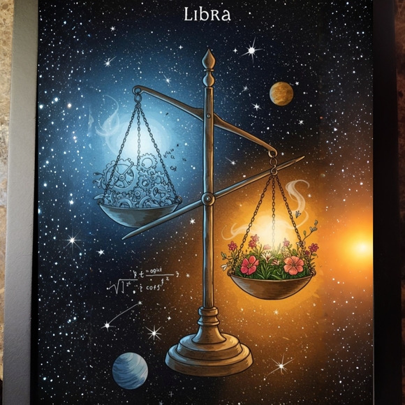 Art | Libra Zodiac Art Print Blue And Orange In A Glass Front Frame 8x1 ...